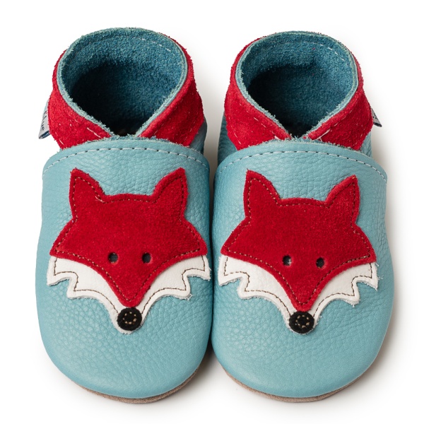 Mr Fox Sky Blue Red | Woodland Baby Shoes | Inch Blue