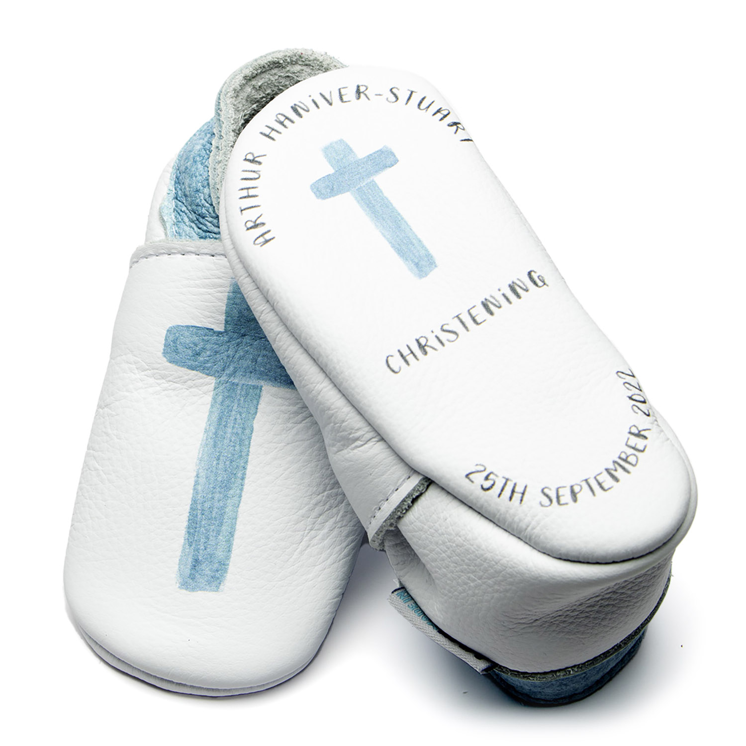 Personalised Leather Christening Shoes | Blue Cross | Boys | Baptism ...