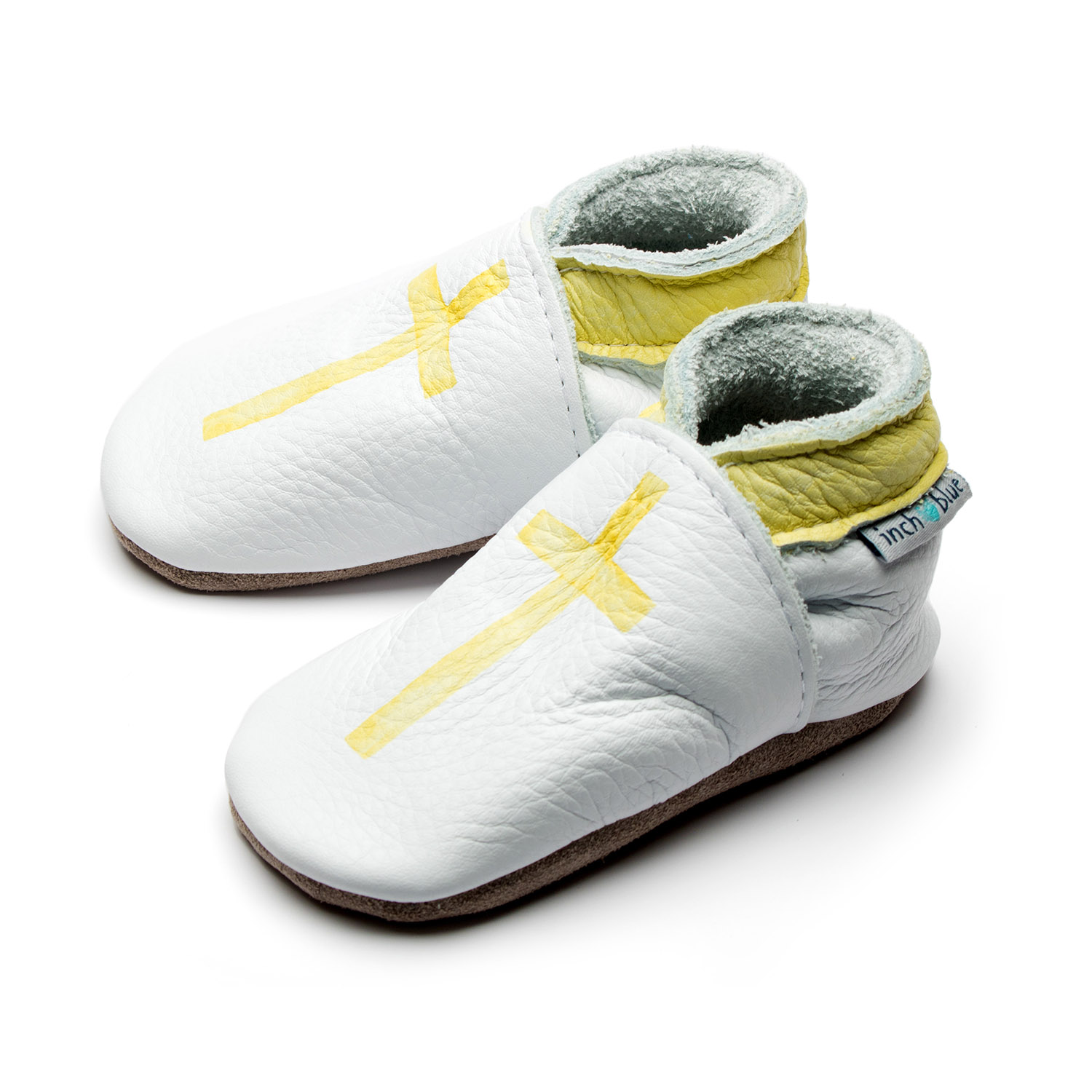 Personalised Leather Christening Shoes | Yellow Cross | Boys & Girls ...